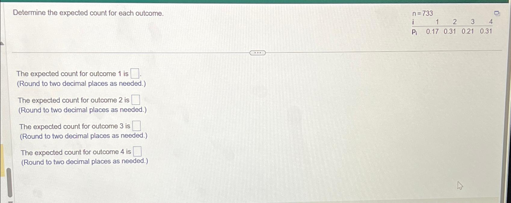 Solved Determine the expected count for each | Chegg.com