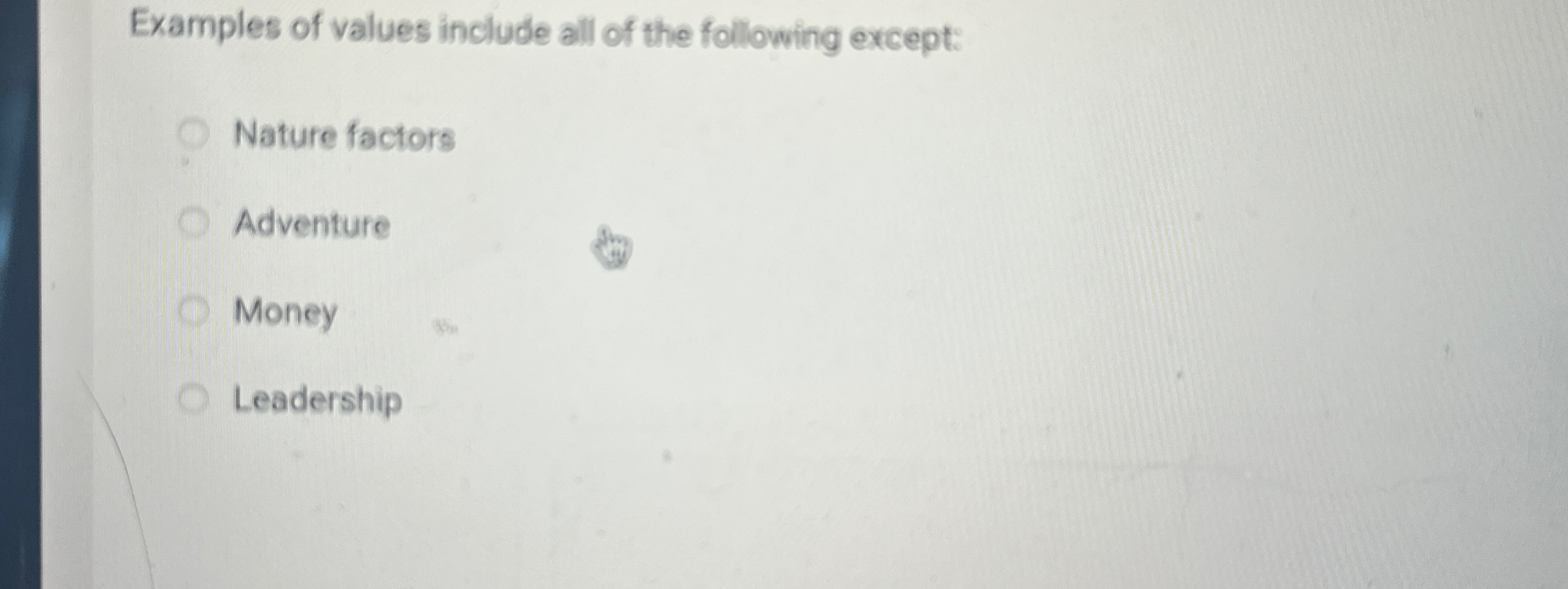 Solved Examples of values include all of the following | Chegg.com