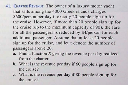 Solved Charter Revenue The owner of ﻿a luxury motor | Chegg.com