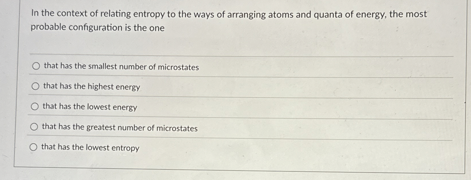 Solved In the context of relating entropy to the ways of | Chegg.com