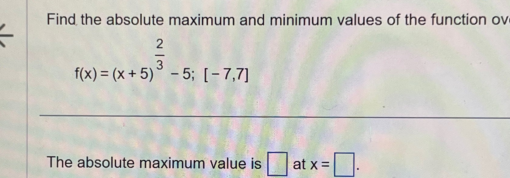 Solved Find the absolute maximum and minimum values of the | Chegg.com