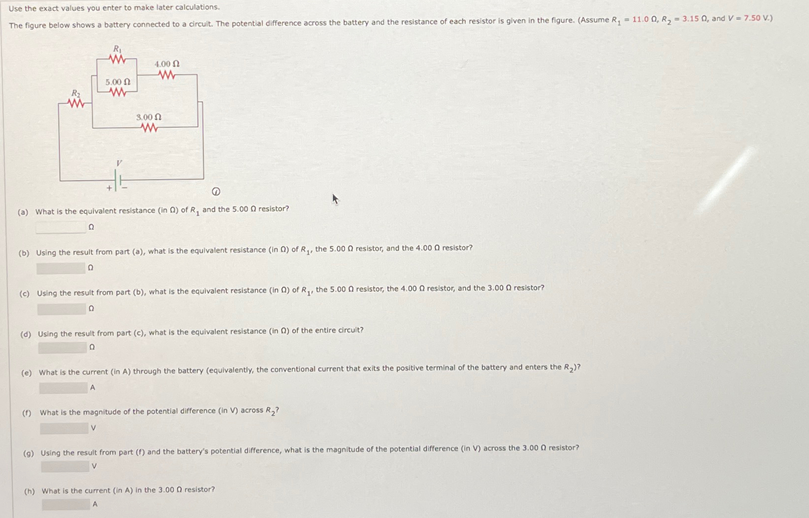 Solved 5. ﻿Use the exact values you enter to make later | Chegg.com