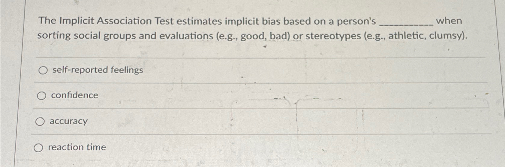 Solved The Implicit Association Test estimates implicit bias | Chegg.com