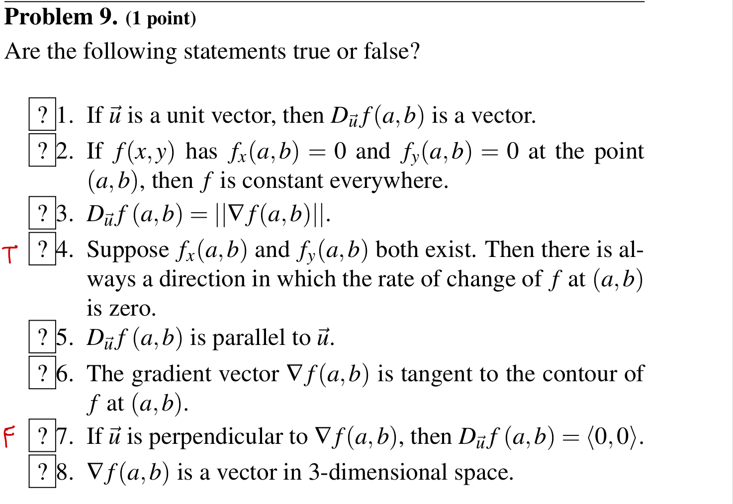 Solved Problem 9. (1 ﻿point)Are the following statements | Chegg.com
