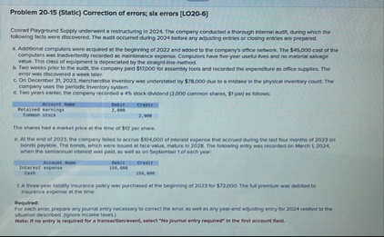 Solved Problem 20-15 (Statk) ﻿Correction of errors; slx | Chegg.com