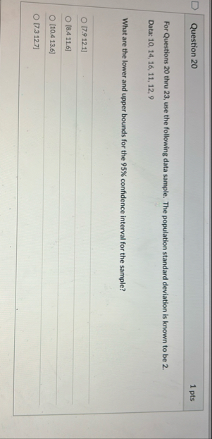 Solved Question 201 ﻿ptsFor Questions 20 ﻿thru 23, ﻿use the | Chegg.com