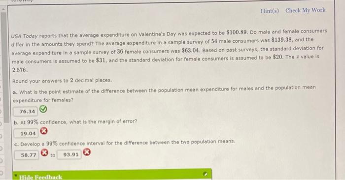 Solved USA Today reports that the average expenditure on | Chegg.com