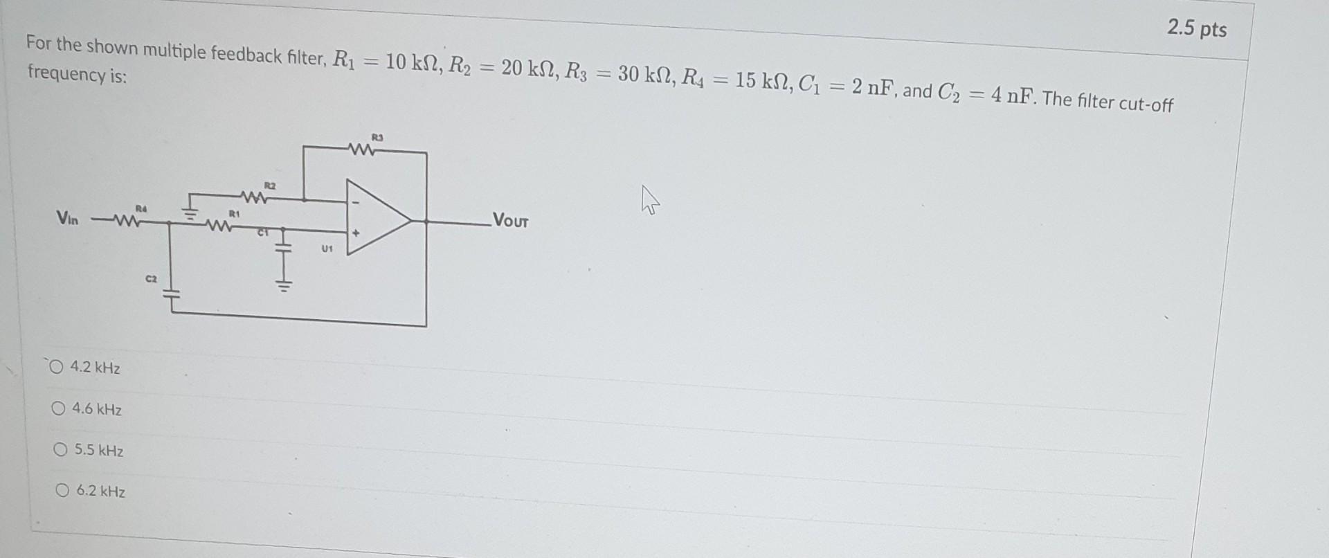 Solved For the shown multiple feedback filter, | Chegg.com