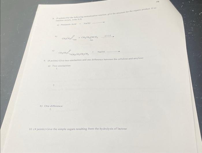 Solved 8. (9 points) For the following neutralization | Chegg.com