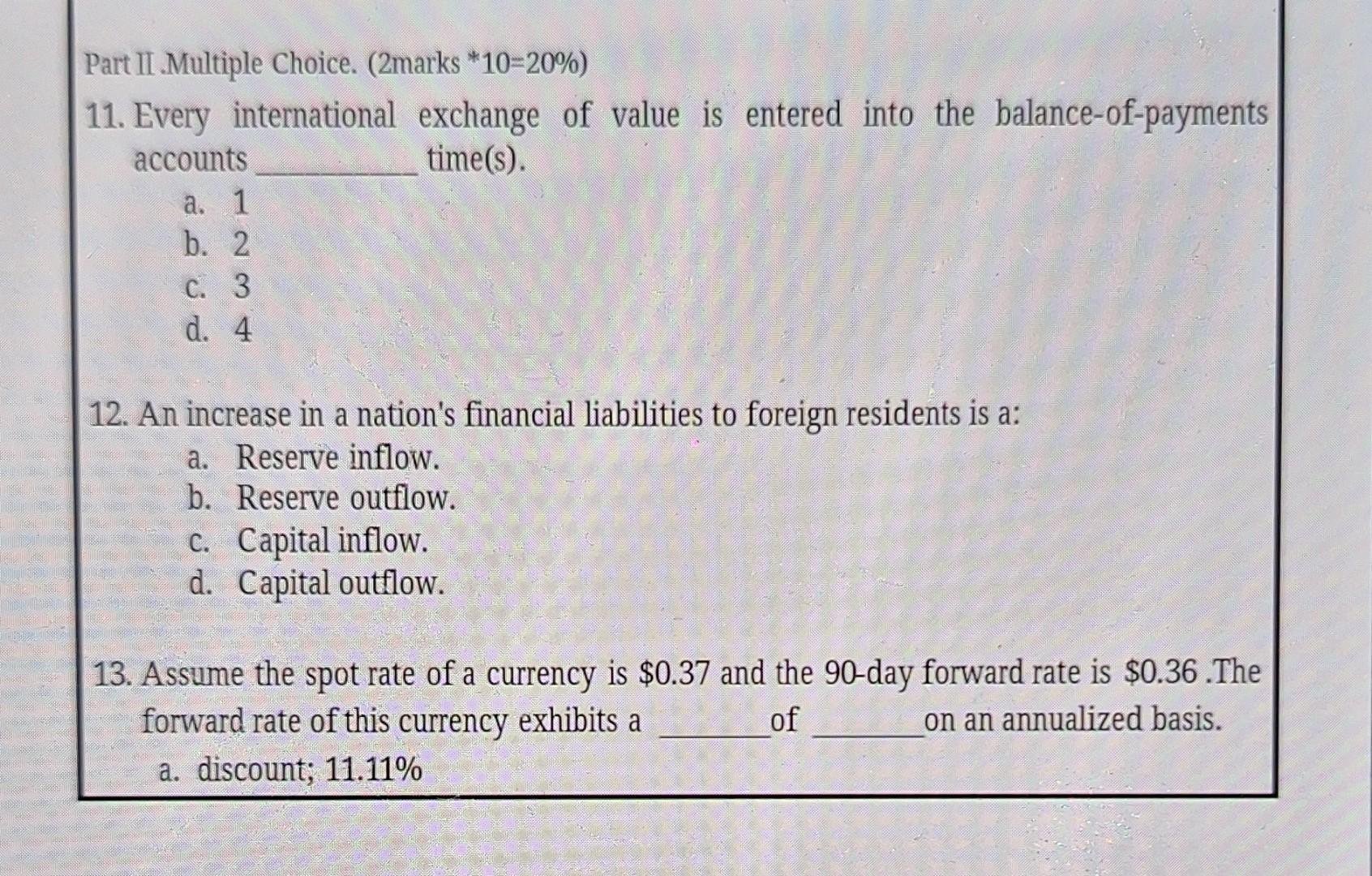 Solved Part II .Multiple Choice. (2marks *10=20\%) 11. Every | Chegg.com