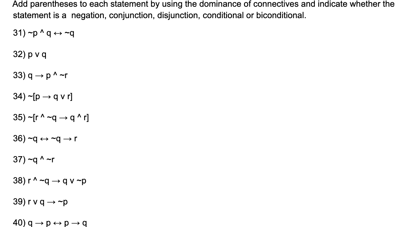 Solved Add parentheses to ﻿each statement by ﻿using the | Chegg.com