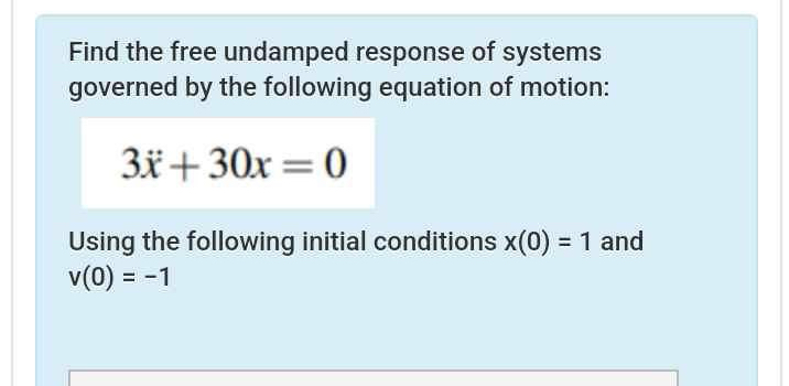 Solved Find the free undamped response of systems governed | Chegg.com