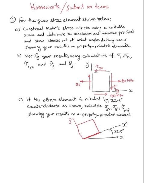 (1) For the given stress element shown below: a) | Chegg.com
