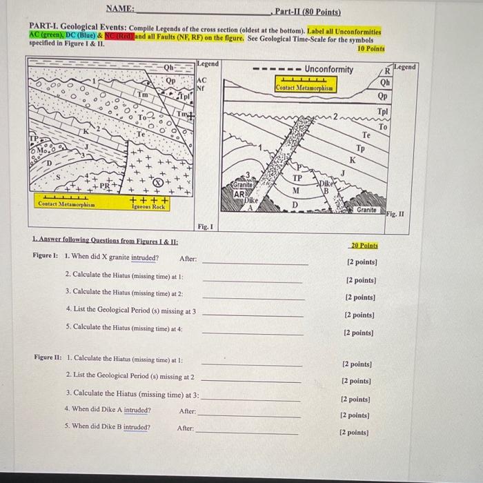 Solved PART-I. Geological Events: Compile Legends of the | Chegg.com