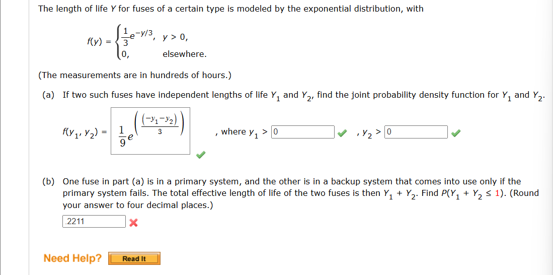Solved The length of ﻿life Y ﻿for fuses of ﻿a certain type | Chegg.com