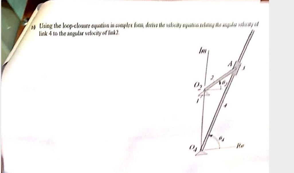 Solved b) Using the loop-closure equation in complex form, | Chegg.com