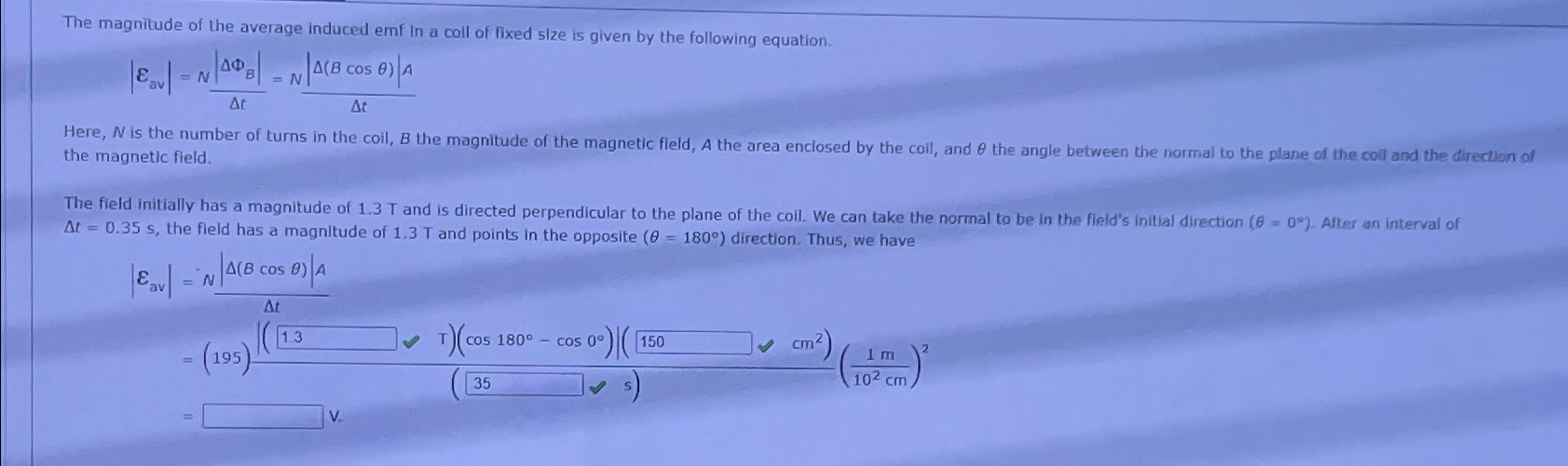 Solved The magnitude of the average induced emf In a coll of | Chegg.com