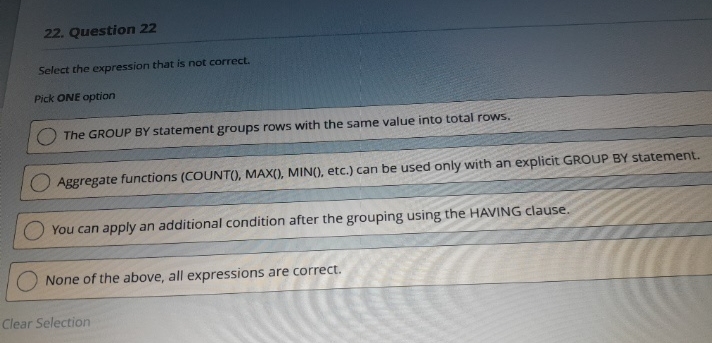 Solved Question 22Select the expression that is not | Chegg.com