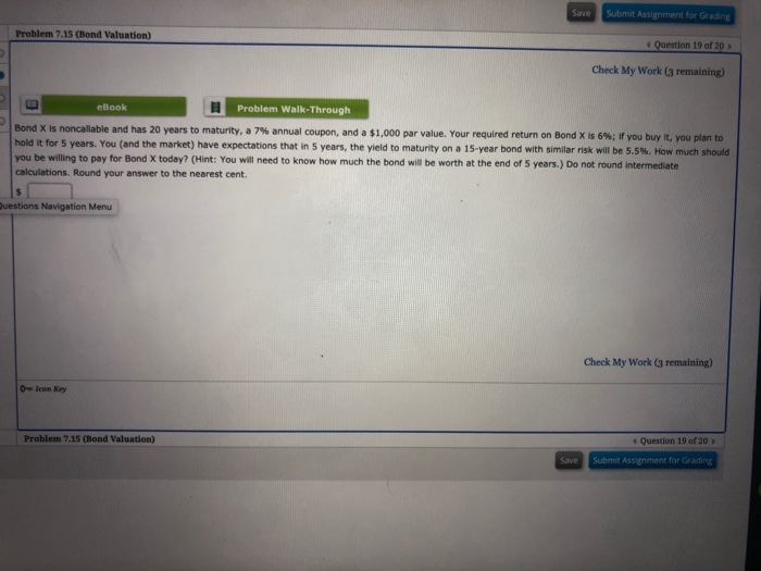 Solved Save Submit Assignment for Grading Problem 7.15 (Bond | Chegg.com