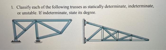 Solved 1. Classify each of the following trusses as | Chegg.com