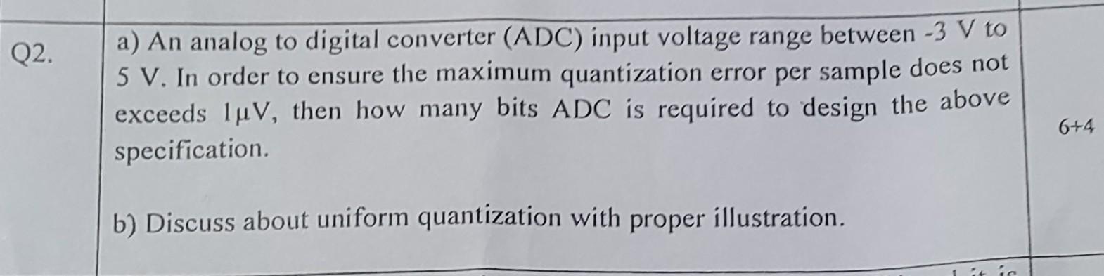 Solved a) An analog to digital converter (ADC) input voltage | Chegg.com