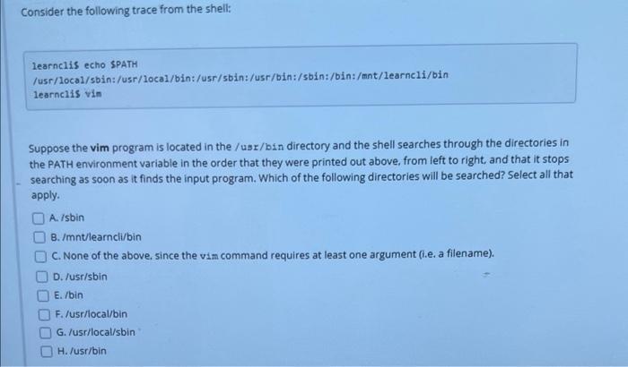 Solved Consider the following trace from the shell: | Chegg.com