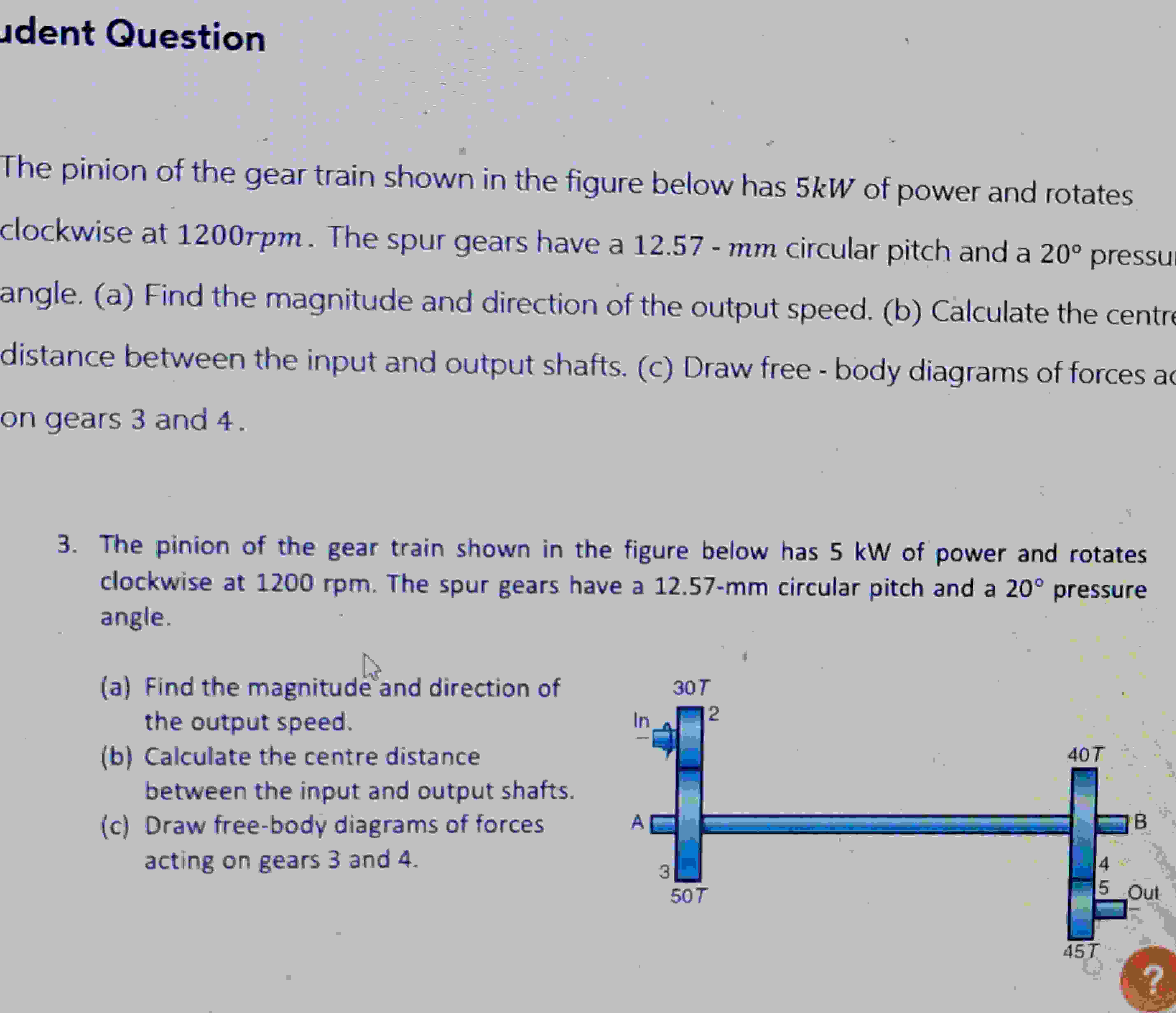 Solved Ident QuestionThe pinion of the gear train shown in | Chegg.com