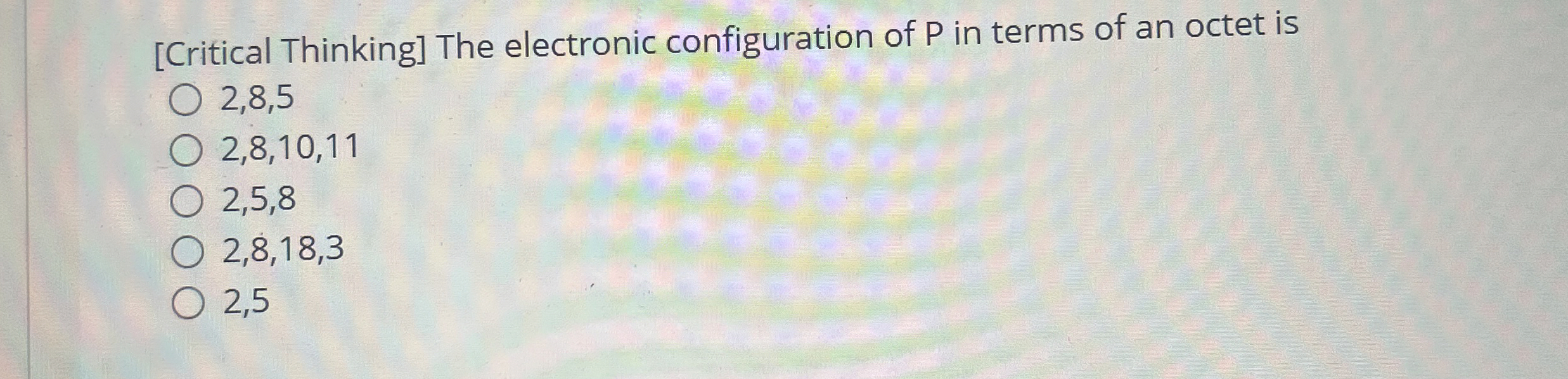 Solved [Critical Thinking] ﻿The electronic configuration of | Chegg.com