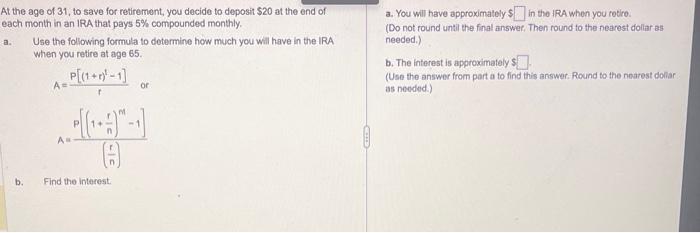 Solved b. Find the interest. | Chegg.com