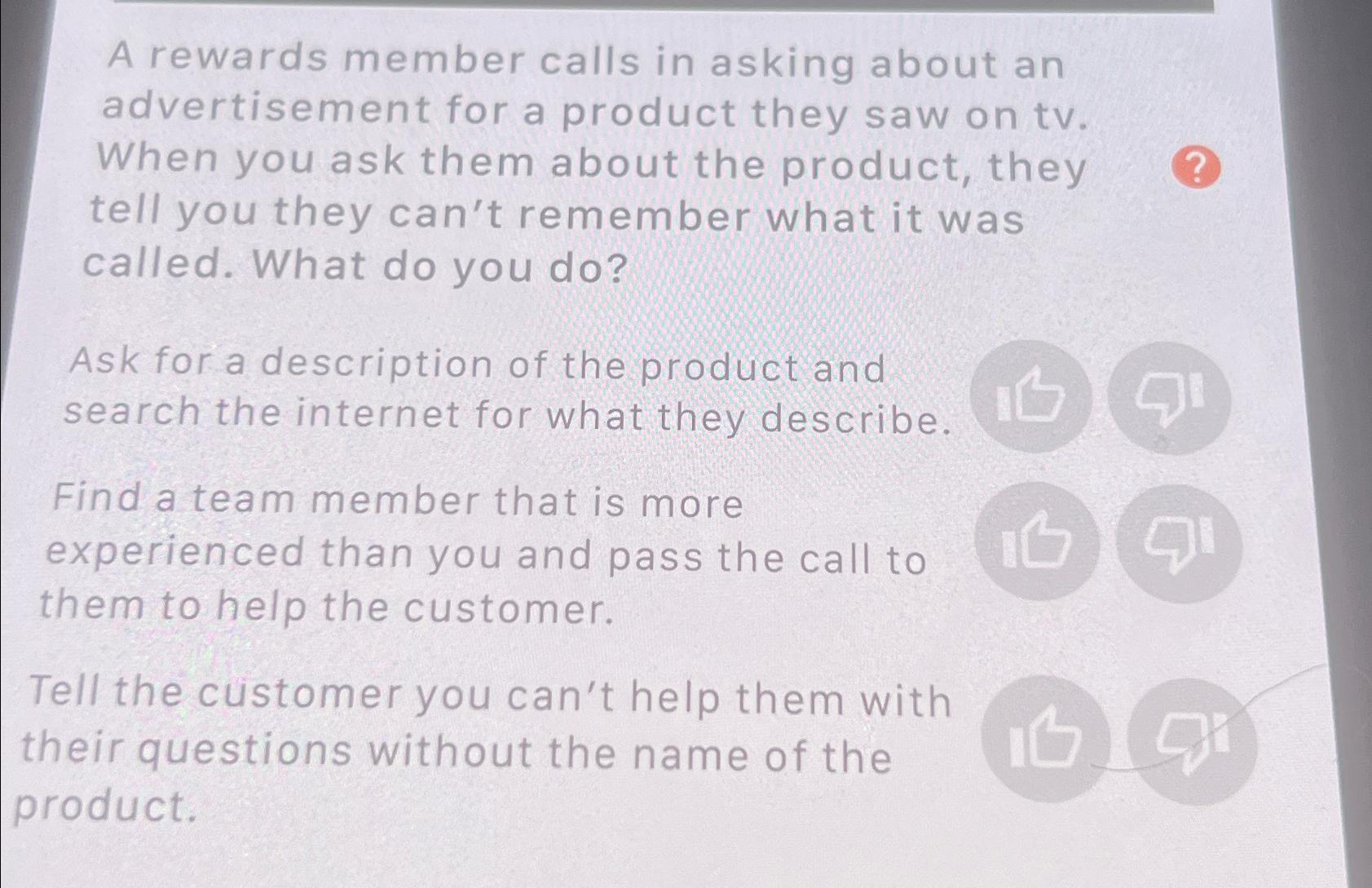 Solved A rewards member calls in asking about an | Chegg.com