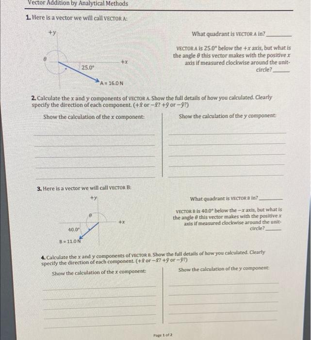 Solved Vector Addition by Analytical Methods 1. Here is a | Chegg.com