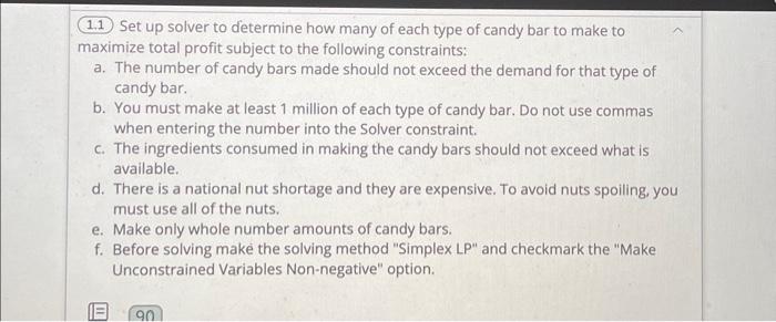 (1.1) Set up solver to determine how many of each | Chegg.com