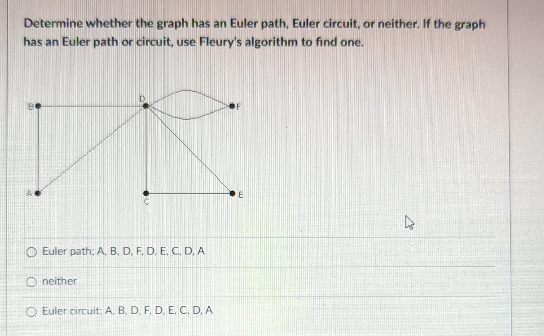 Solved Determine whether the graph has an Euler path, Euler | Chegg.com