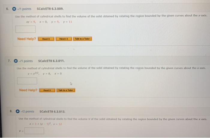 Solved 6. - 1 points ScalcET8 6.3.009. Use the method of | Chegg.com