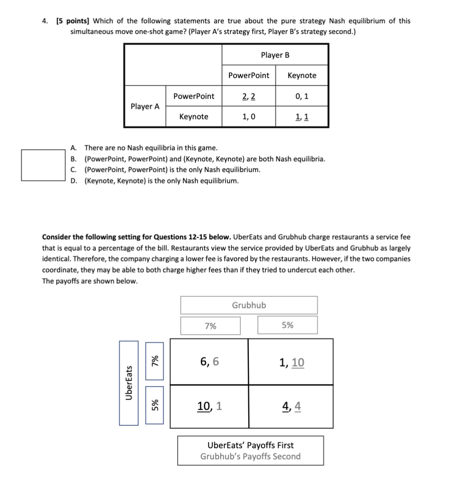 Solved 4. [5 ﻿points] ﻿Which of the following statements are | Chegg.com
