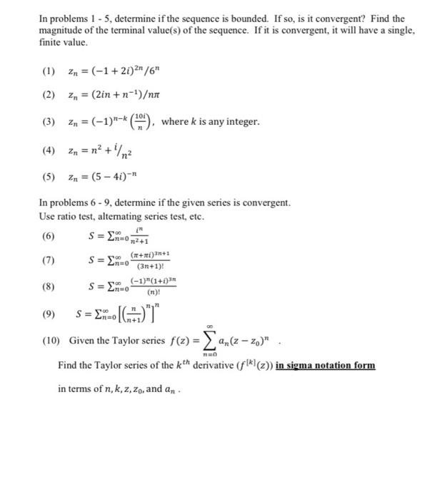 Solved In problems 1−5, determine if the sequence is | Chegg.com