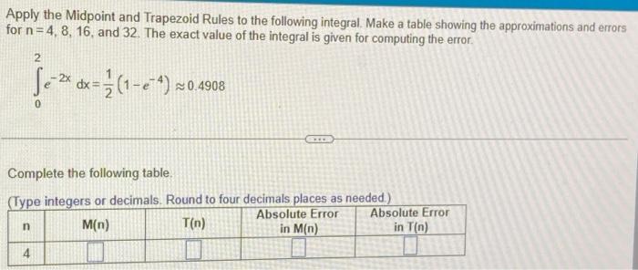 Solved Apply the Midpoint and Trapezoid Rules to the | Chegg.com