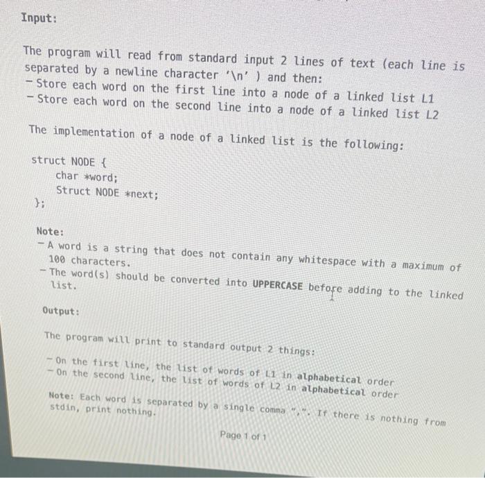 Solved Input: The program will read from standard input 2 | Chegg.com