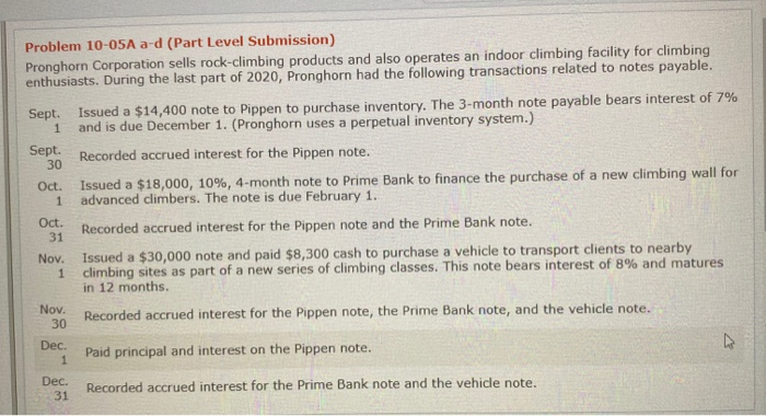 Solved Problem 10-05A a-d (Part Level Submission) Pronghorn | Chegg.com