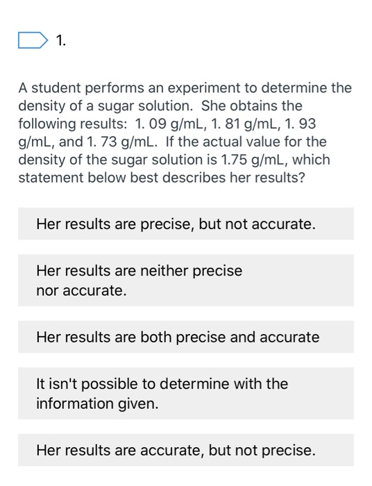 Solved 1. A student performs an experiment to determine the | Chegg.com