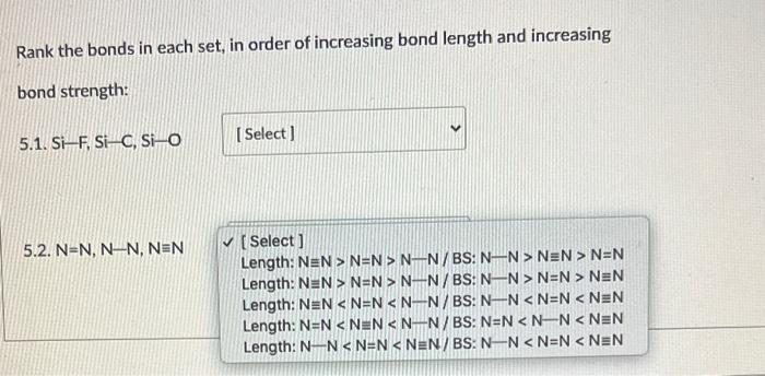 Solved Rank the bonds in each set, in order of increasing | Chegg.com