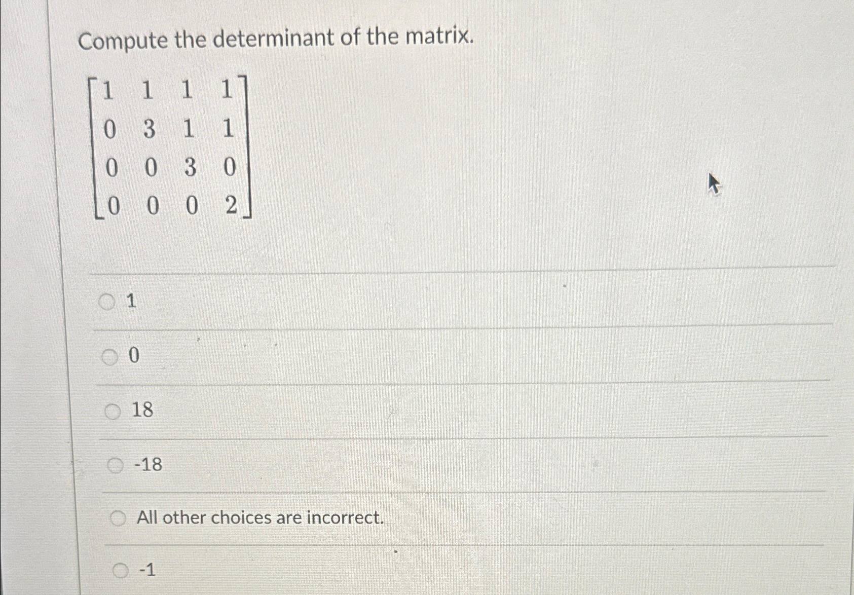 Solved Compute the determinant of the | Chegg.com