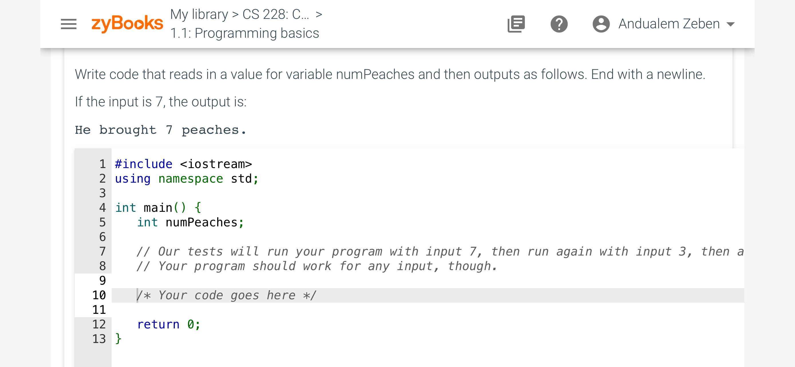 Solved -= ﻿zyBooksMy library > ﻿CS 228: C... >1.1: | Chegg.com