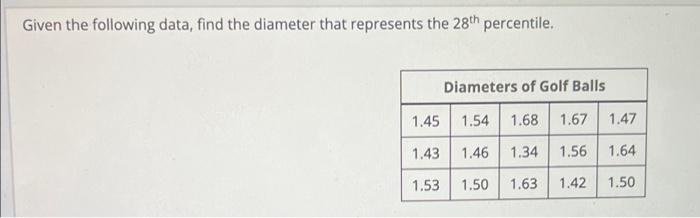Solved Given the following data, find the diameter that | Chegg.com