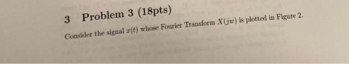 Solved 3 Problem 3 (18pts) Consider the signal x(t) whose | Chegg.com