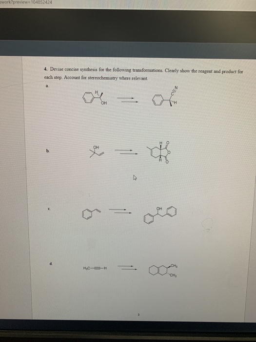 Solved wonpreview 100552424 4. Devise concise synthesis for | Chegg.com
