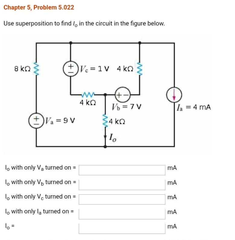 Solved Chapter 5, Problem 5.006 (Circuit Solution) Find 1, | Chegg.com