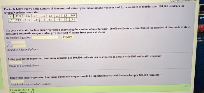 Solved Show Introinstructions the number of murders per | Chegg.com