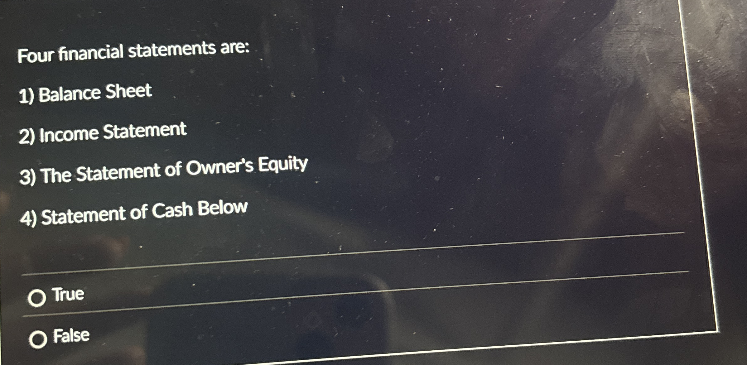 Solved Four financial statements are:Balance SheetIncome | Chegg.com