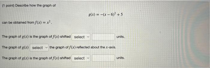 Solved 1. (I point) Suppose that g is the function given by | Chegg.com